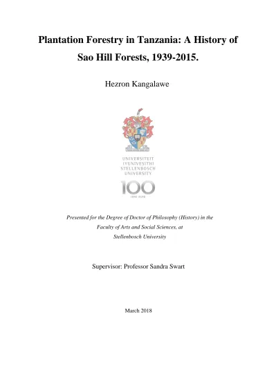 Plantation forestry in Tanzania : a history of Sao Hill forests, 1939-2015