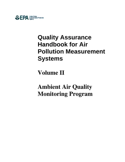 Quality Assurance Handbook for Air Pollution Measurement Systems ...