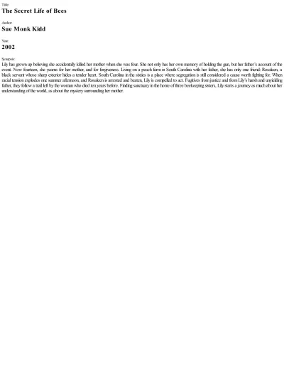 The Secret Life of Bees - Sue Monk Kidd.pdf