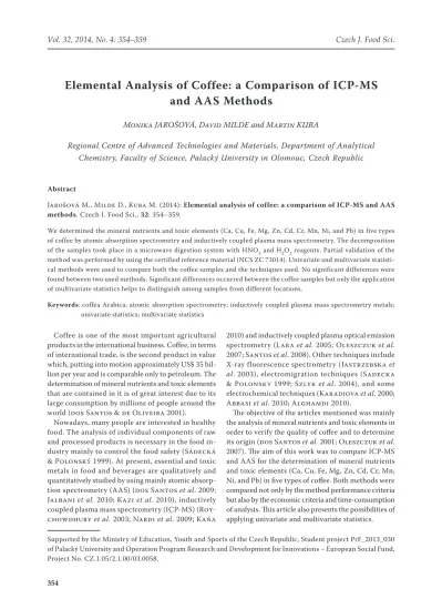 Elemental analysis of coffee: a comparison of ICP MS and AAS methods