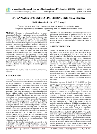 CFD Analysis of Single Cylinder HCNG Engine: A Review