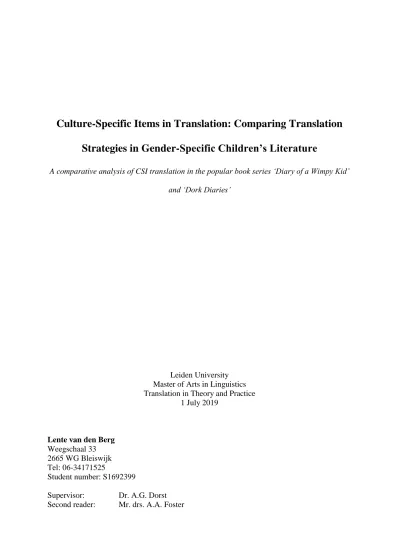 Culture-Specific Items - Culture-Specific Items in Translation ...