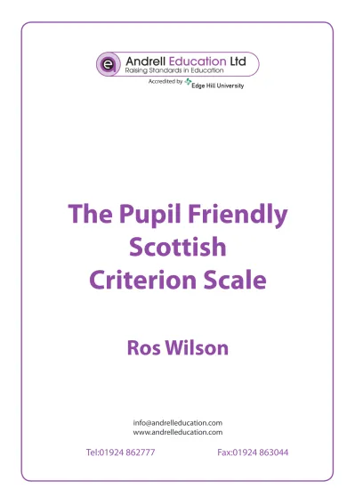 The Pupil Friendly Scottish Criterion Scale