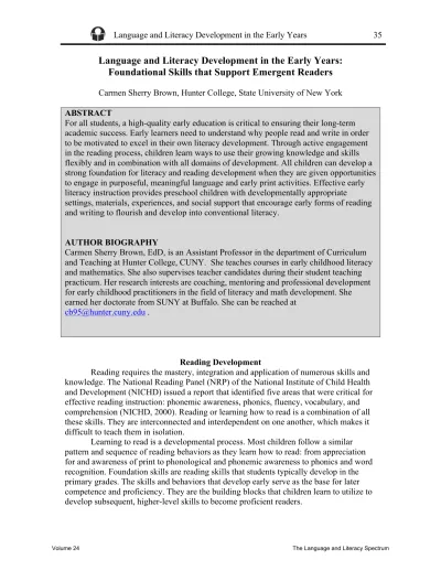 Language and Literacy Development in the Early Years: Foundational ...