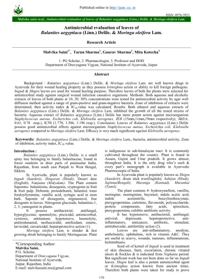 Antimicrobial evaluation of leaves of Balanites aegyptiaca (Linn ...