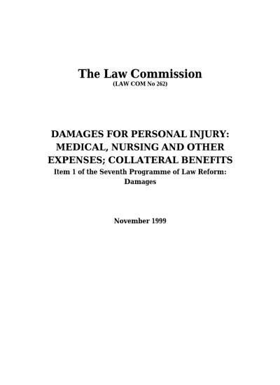 The Law Commission. (LAW COM No 262) DAMAGES FOR PERSONAL INJURY ...