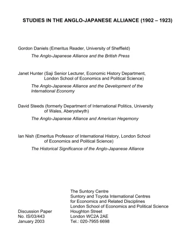 THE HISTORICAL SIGNIFICANCE OF THE ANGLO-JAPANESE ALLIANCE