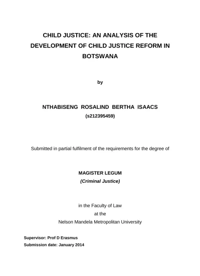 CHILD JUSTICE SYSTEM IN BOTSWANA - Child justice: an analysis of the ...