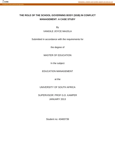 The role of the school governing body (SGB) in conflict management : a ...