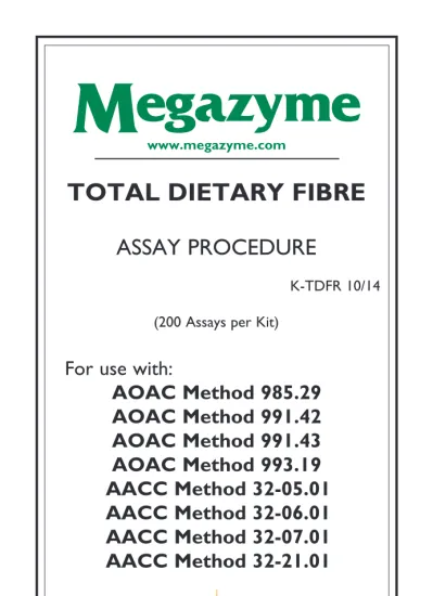 TOTAL DIETARY FIBRE ASSAY PROCEDURE (200 Assays per Kit)