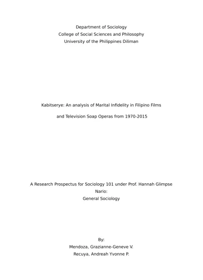 Kabitserye an Analysis of Marital Infidelity in Filipino Films