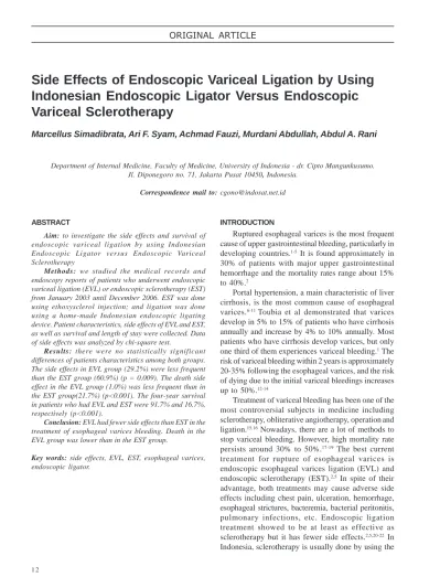 Side Effects of Endoscopic Variceal Ligation by Using Indonesian ...