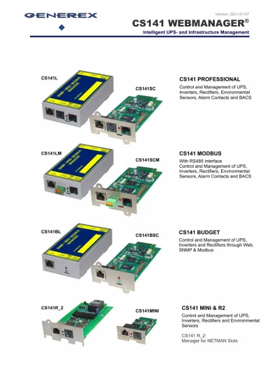 Version: CS141 WEBMANAGER Intelligent UPS- and Infrastructure Management