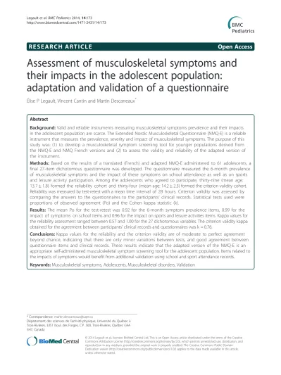 Top PDF Nordic Musculoskeletal Questionnaire - 1Library