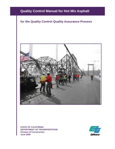 Quality Control Manual for Hot Mix Asphalt