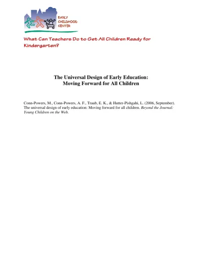 The Universal Design of Early Education: Moving Forward for All Children