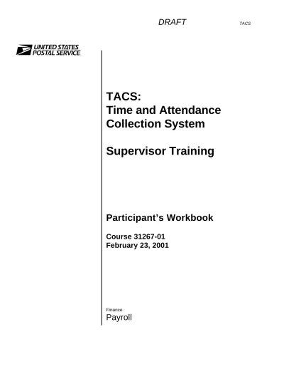 TACS: Time and Attendance Collection System. Supervisor Training ...