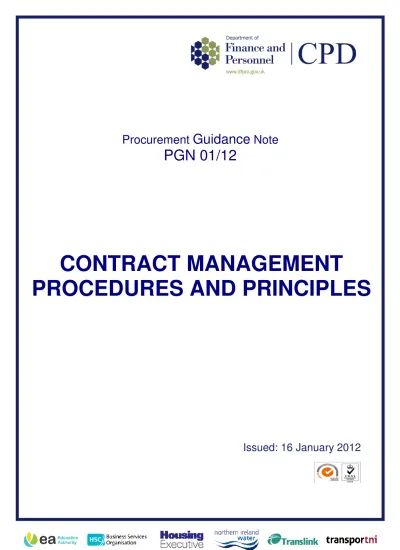 Procurement Guidance Note PGN 01/12 CONTRACT MANAGEMENT PROCEDURES AND ...