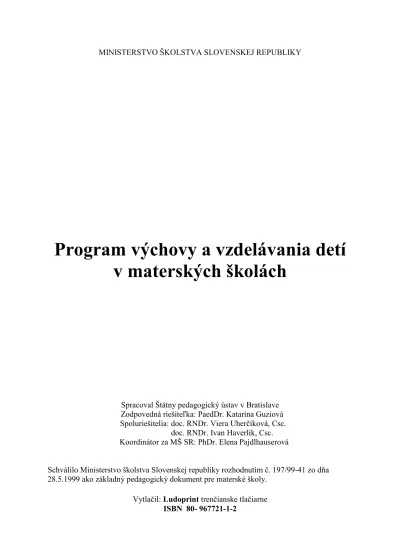 Program výchovy a vzdelávania detí v materských školách