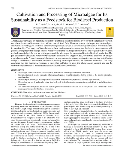 View of Cultivation and Processing of Microalgae for Its Sustainability ...