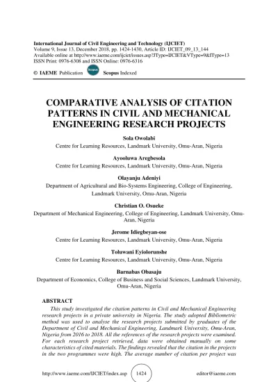 Comparative Analysis of Citation Patterns in Civil and Mechanical ...
